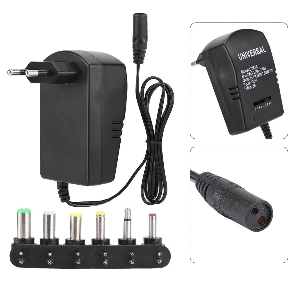 Universal Adjustable charger 3V TO 12V 30W 3A Ac/Dc Adapter - Shopinc